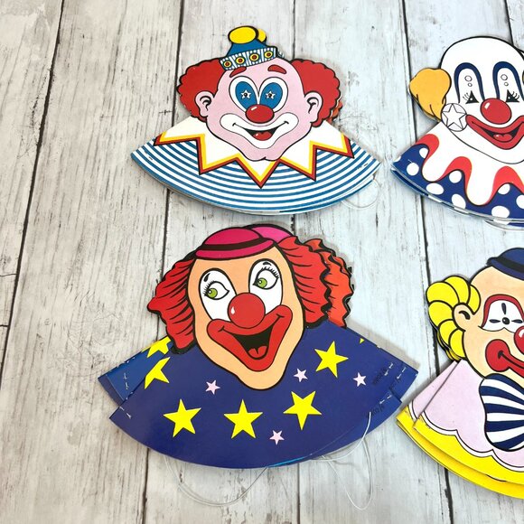 Party Supplies | Vintage Clown Paper Birthday Party Hats 6 Types And 22 ...